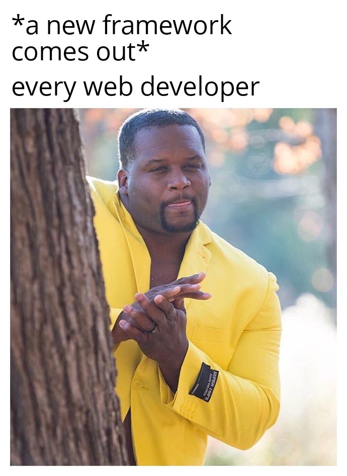 Web Developers Hearing About A New Framework Meme Duckycoding
